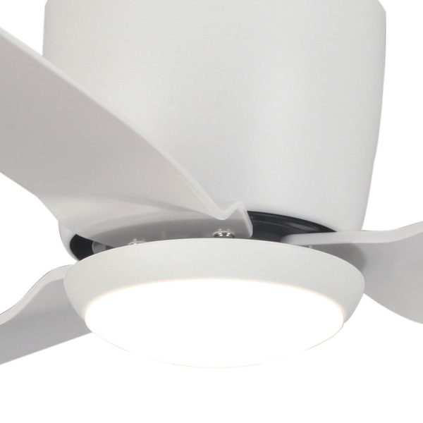 Claro Whisper Low Profile DC Ceiling Fan 52 inch With Light. White ...