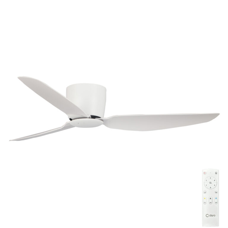 Claro Whisper Low Profile DC Ceiling Fan 52 inch. White | Universal Fans