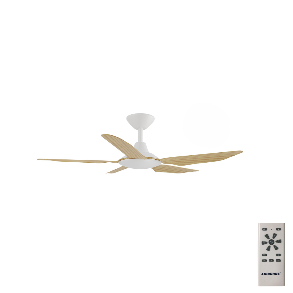 Calibo Storm DC Ceiling Fan 42 inch. White with Bamboo | Universal Fans