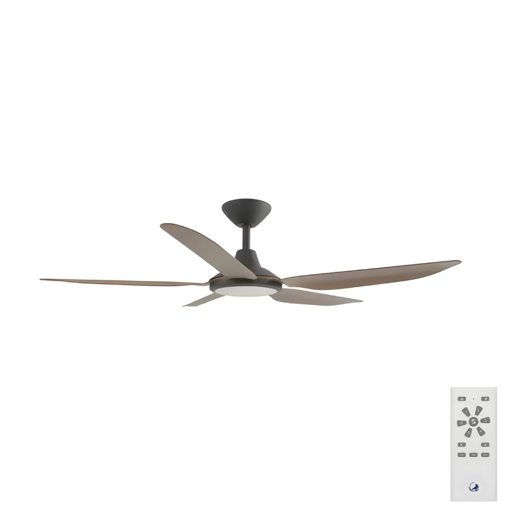 Calibo Storm DC Ceiling Fan 48 inch w/ LED. Black w/ Koa blades ...